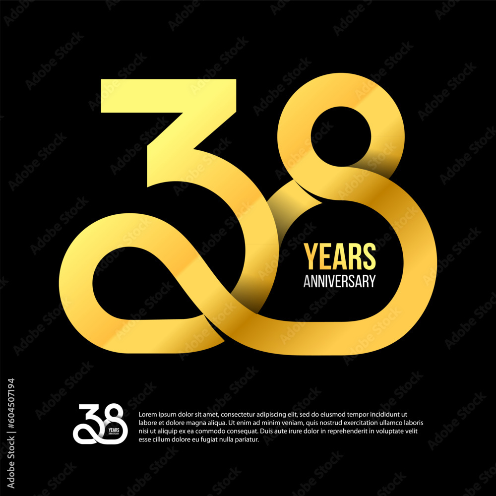 33 Th Anniversary Numbers Modern Gold Concept Logo. 33 Years Logotype ...