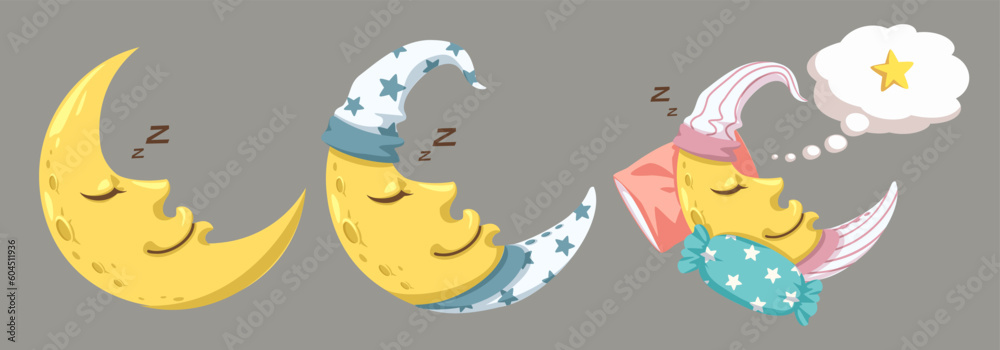 Vector cartoon illustration sleeping concept. Adequate sleep is the ...