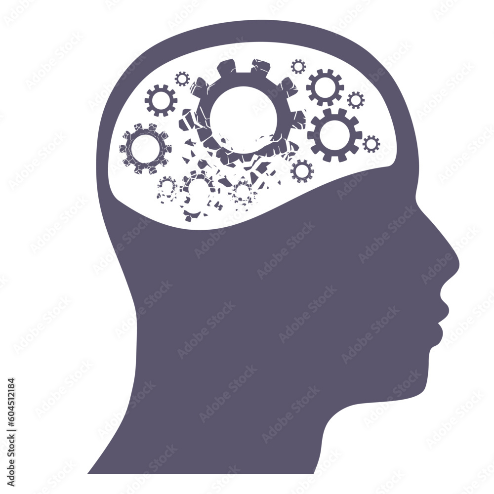 Dementia, memory loss, amnesia concept. Brain damage, cognitive ...