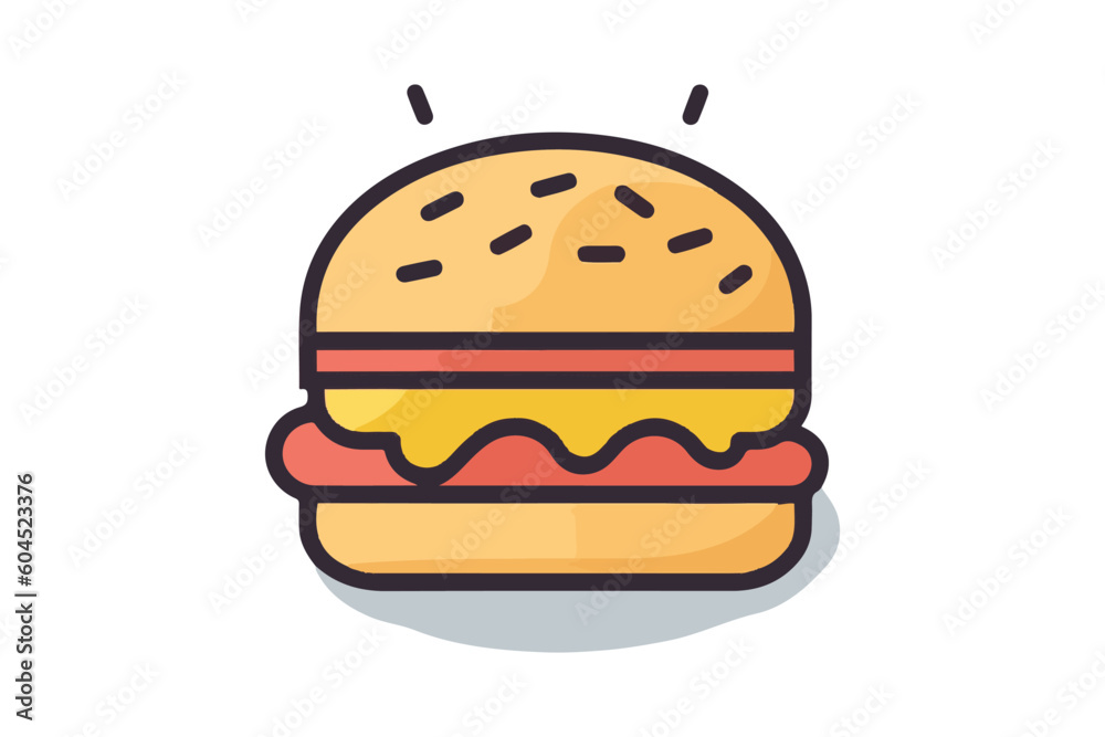 Burger Vector Illustration Cartoon Style Icon - Delicious Fast Food ...