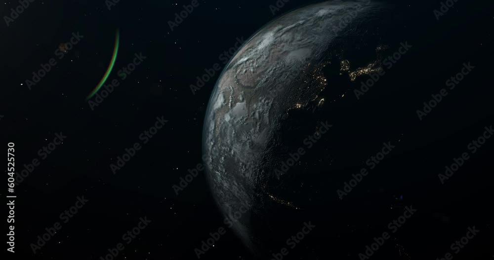 Planet Earth in open space, with a clearly visible terminator line ...