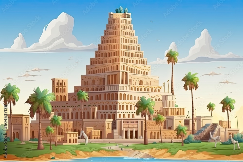 Ancient Babylon town with famous Babel tower, Generative AI Stock ...