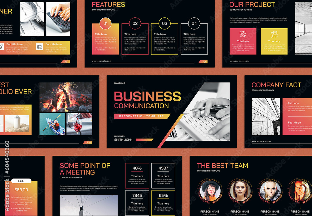 Business Communication Presentation Template Stock Template | Adobe Stock