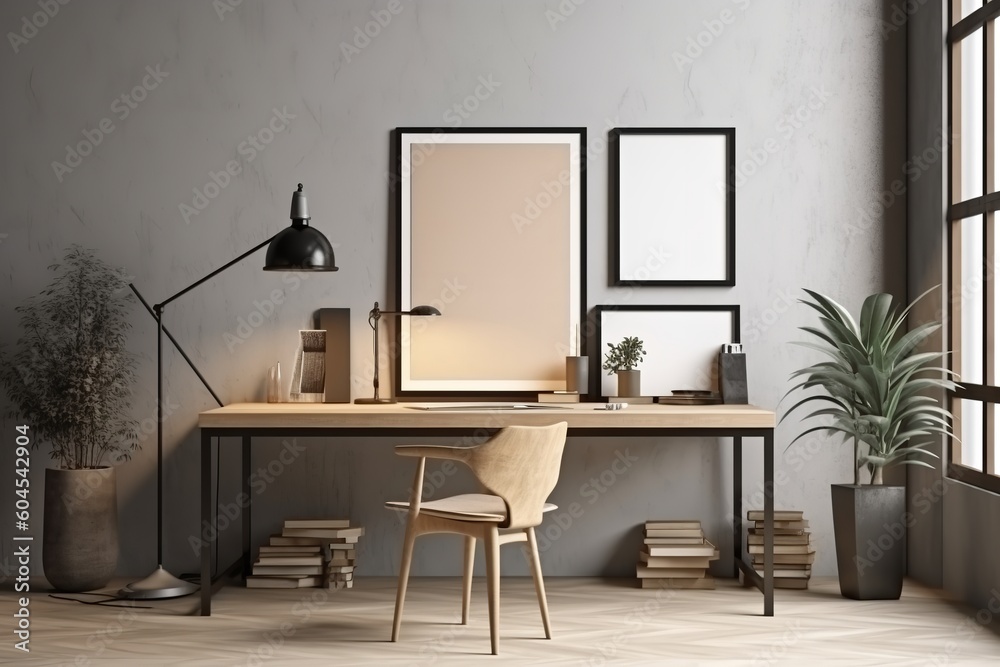 Professional Workspace: Mockup Frame Enhancing the Home Office Interior ...