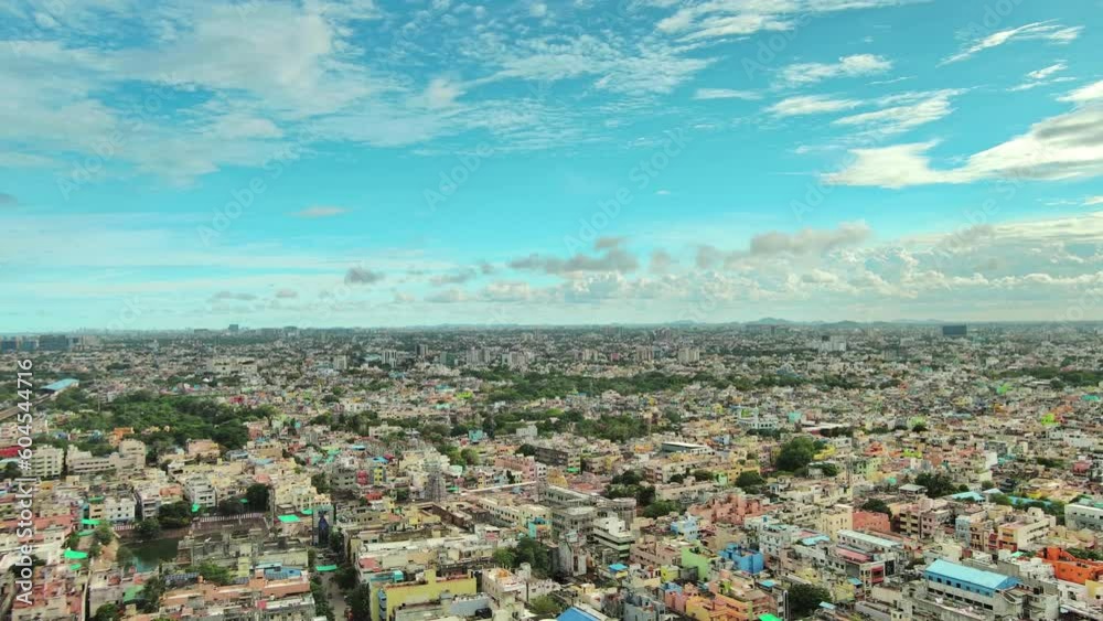 Chennai: Aerial view of famous city in India and capital of Tamil Nadu ...