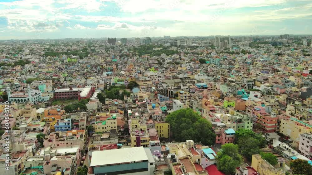 Chennai: Aerial view of famous city in India and capital of Tamil Nadu ...