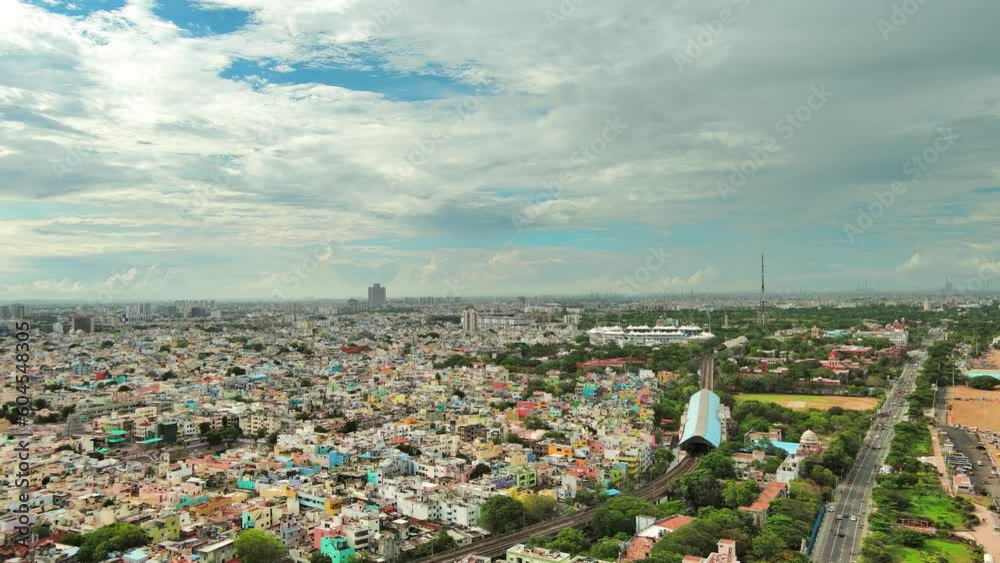 Chennai: Aerial view of famous city in India and capital of Tamil Nadu ...