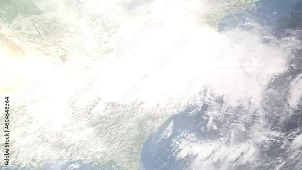Earth zoom in from outer space to city. Zooming on Clemmons, North ...