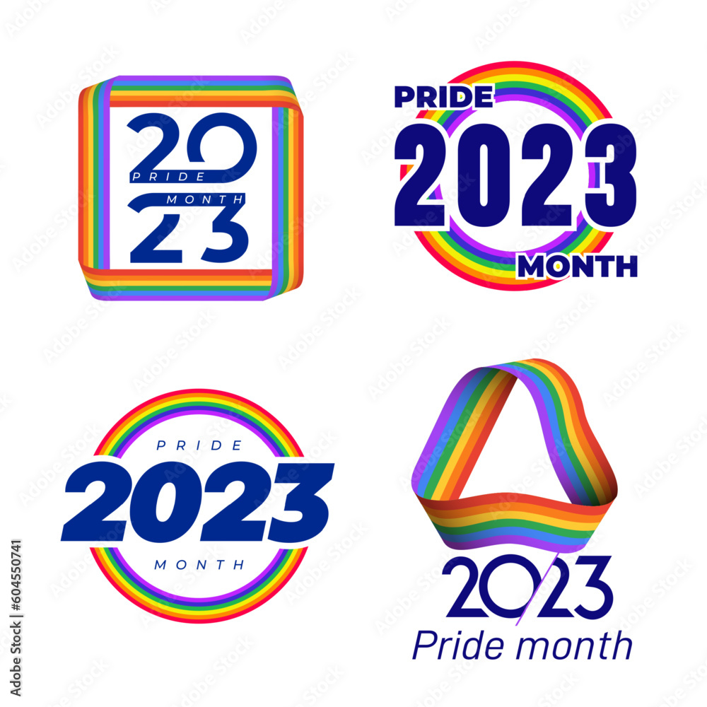 Set of Pride Month 2023 symbol template. Logos of LGBTQ event 2023 with ...