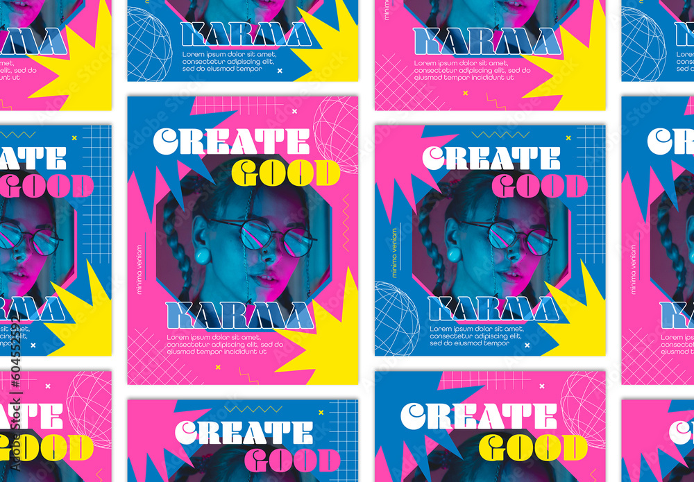 Promotions Post Layout Set for Social Media Stock Template | Adobe Stock