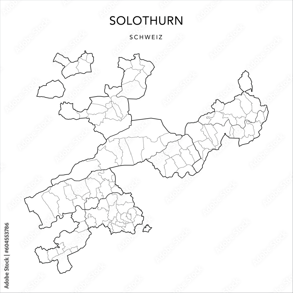 Vector Map of the Canton of Solothurn with the Administrative Borders ...