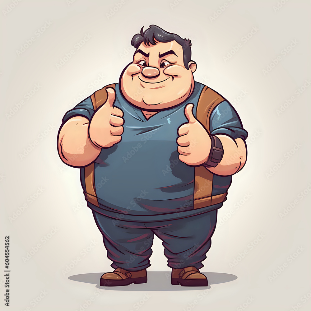 A chubby cartoon character man showing thumbs up. Stock Illustration ...