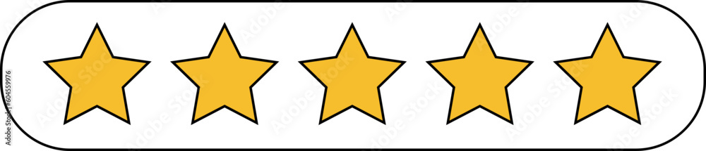 5 Star Golden Rating icon. Client review stars symbol element Stock ...