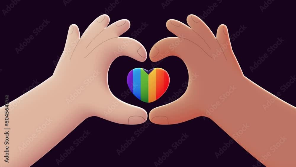 Animated LGBT Heart Color Icon. Floating Heart-Shaped Rainbow Flag ...