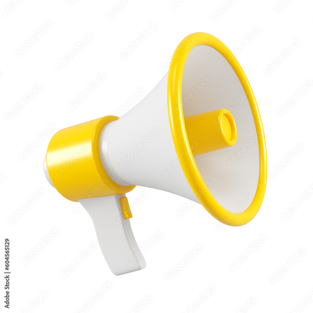 Yellow megaphone isolated. Close up breaking news metaphor, disclosure ...