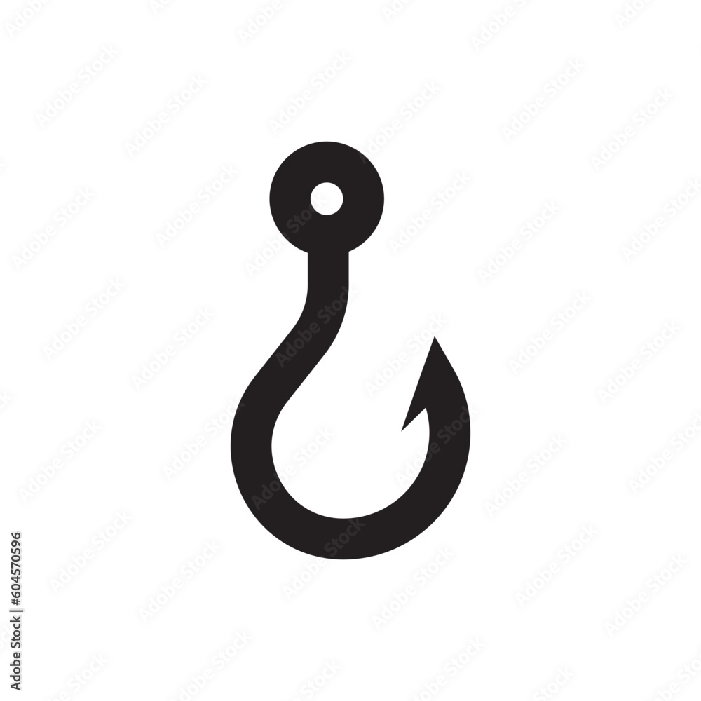 Barbed fish hook vector icon. Fishing hook flat sign design. Fish hook ...
