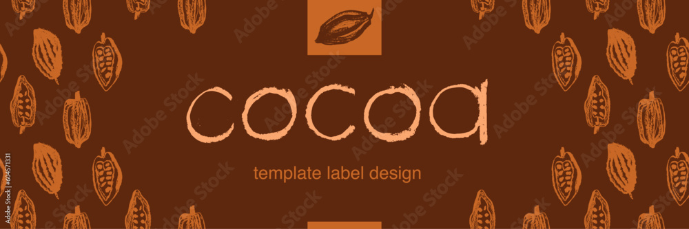 Chocolate banner template with cocoa beans pattern seamless with cacao ...