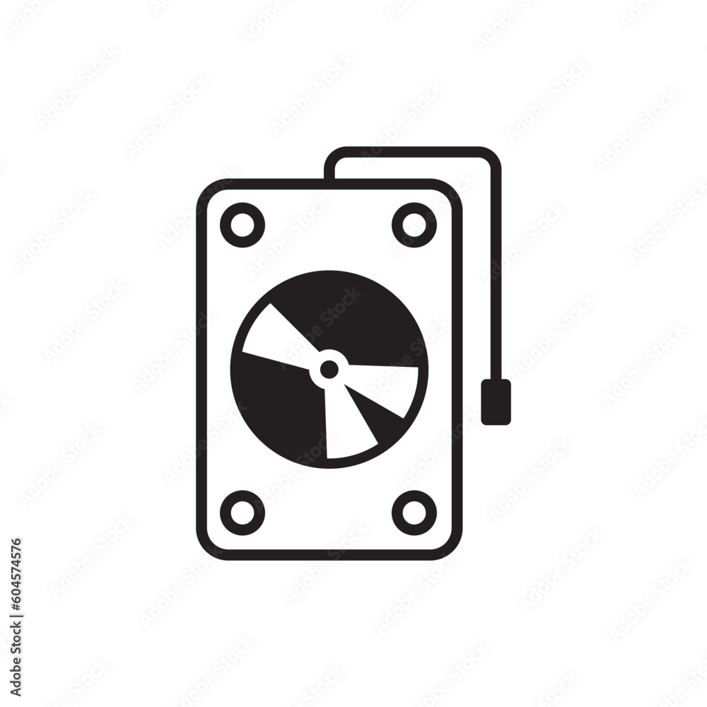 Hard drive vector icon. External hard disk icon. Hard disk drive flat ...