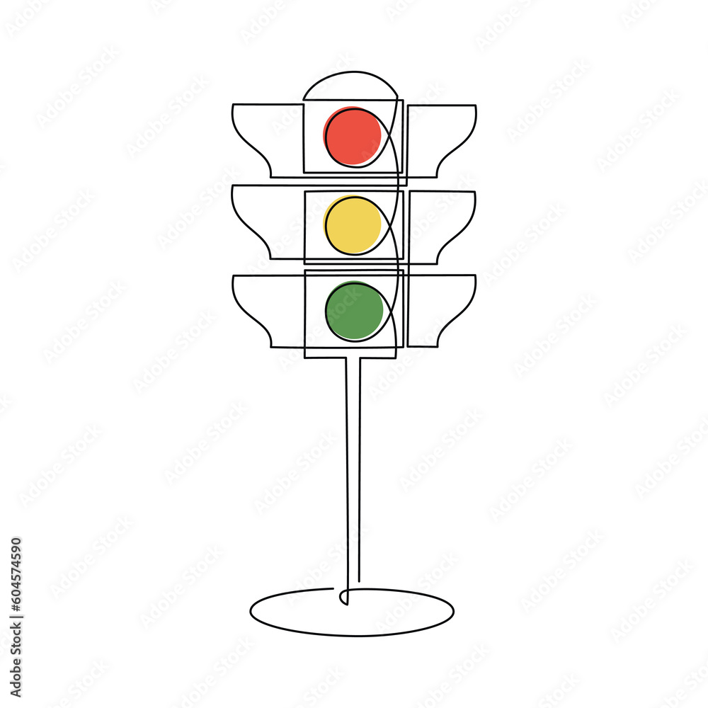 Traffic light icon vector one line continuous drawing. Minimal ...