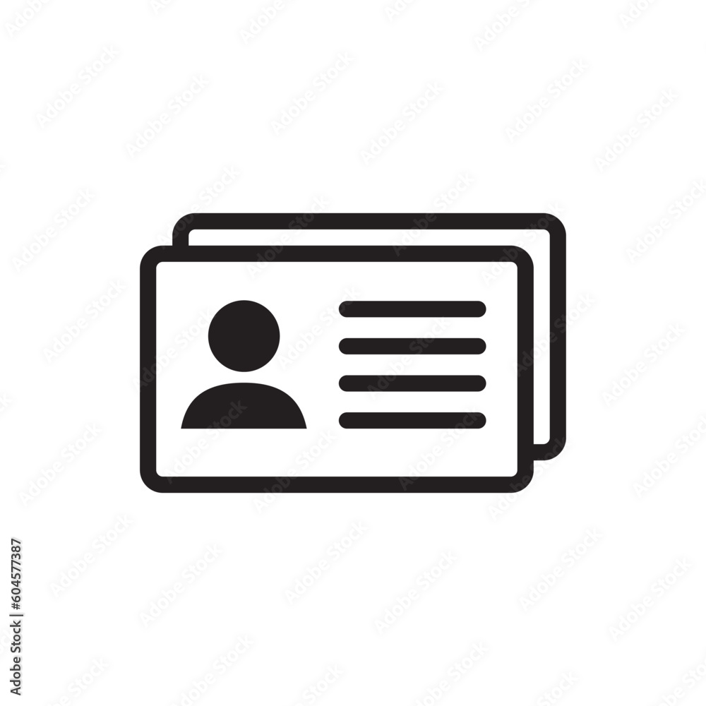 ID card vector icon. Identification card flat sign design. ID card ...