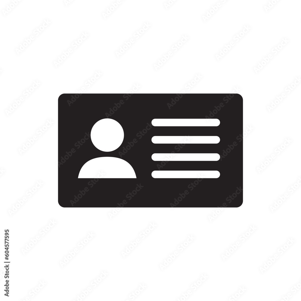 ID card vector icon. Identification card flat sign design. ID card ...