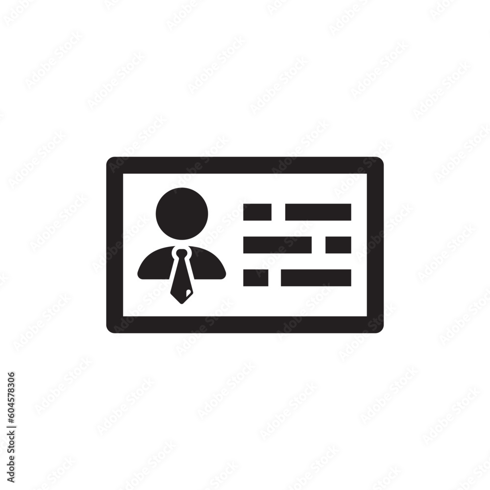 ID card vector icon. Identification card flat sign design. ID card ...