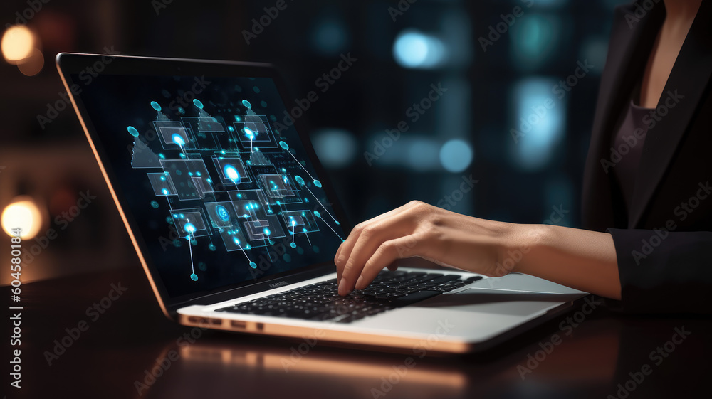 Data science, digital technology concept. Computer science engineer ...