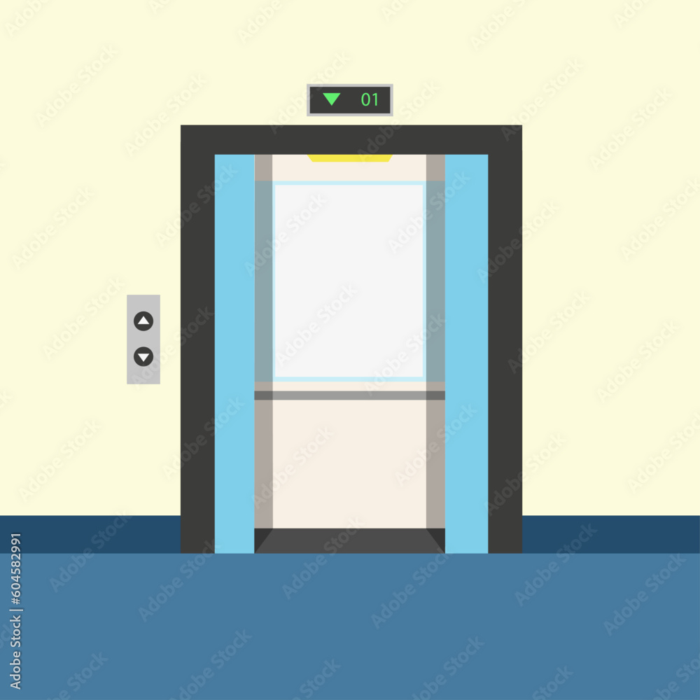Vector illustration of the open elevator door. Vector illustration in ...
