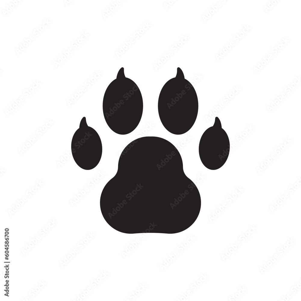 Paw vector icon. Animal paw icon. Dog and cat paw sign. Paw print ...