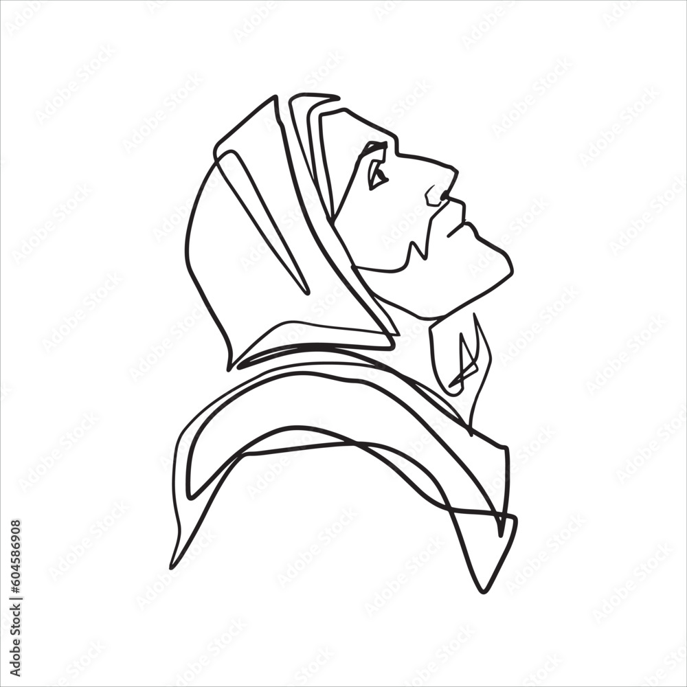 Continuous line drawing of Jesus Christ vector illustration of Bible ...
