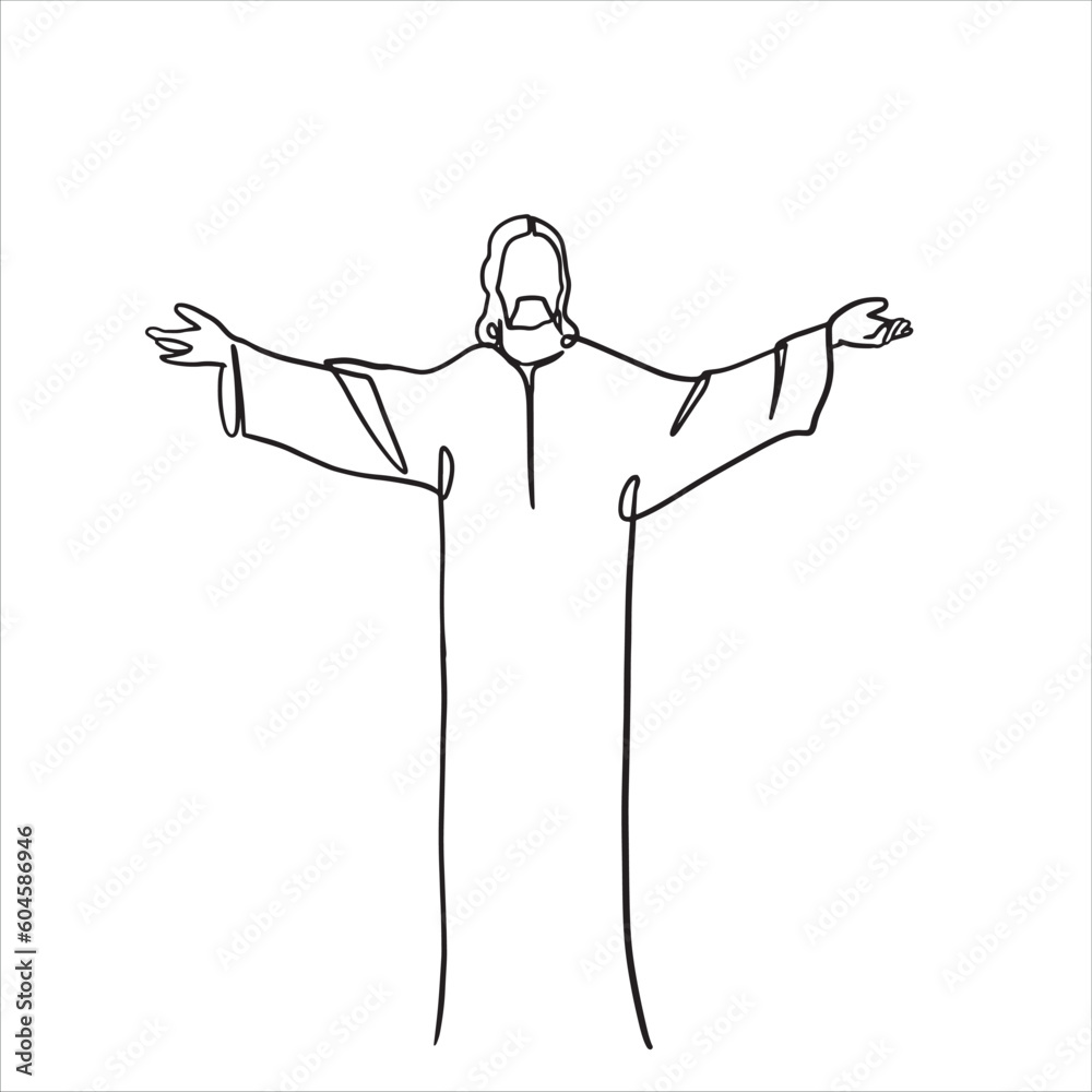 Continuous line drawing of Jesus Christ vector illustration of Bible ...