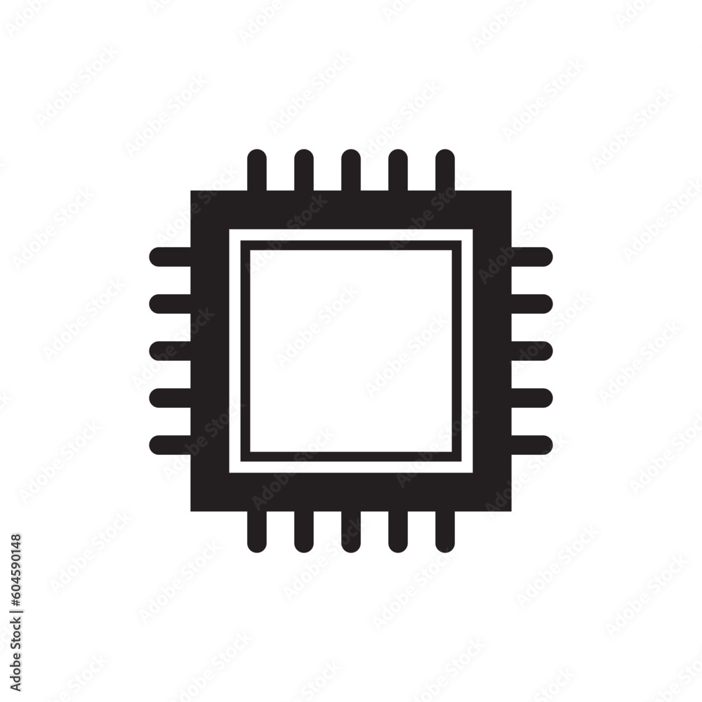 Processor vector icon. CPU microprocessor flat sign design. Computer ...