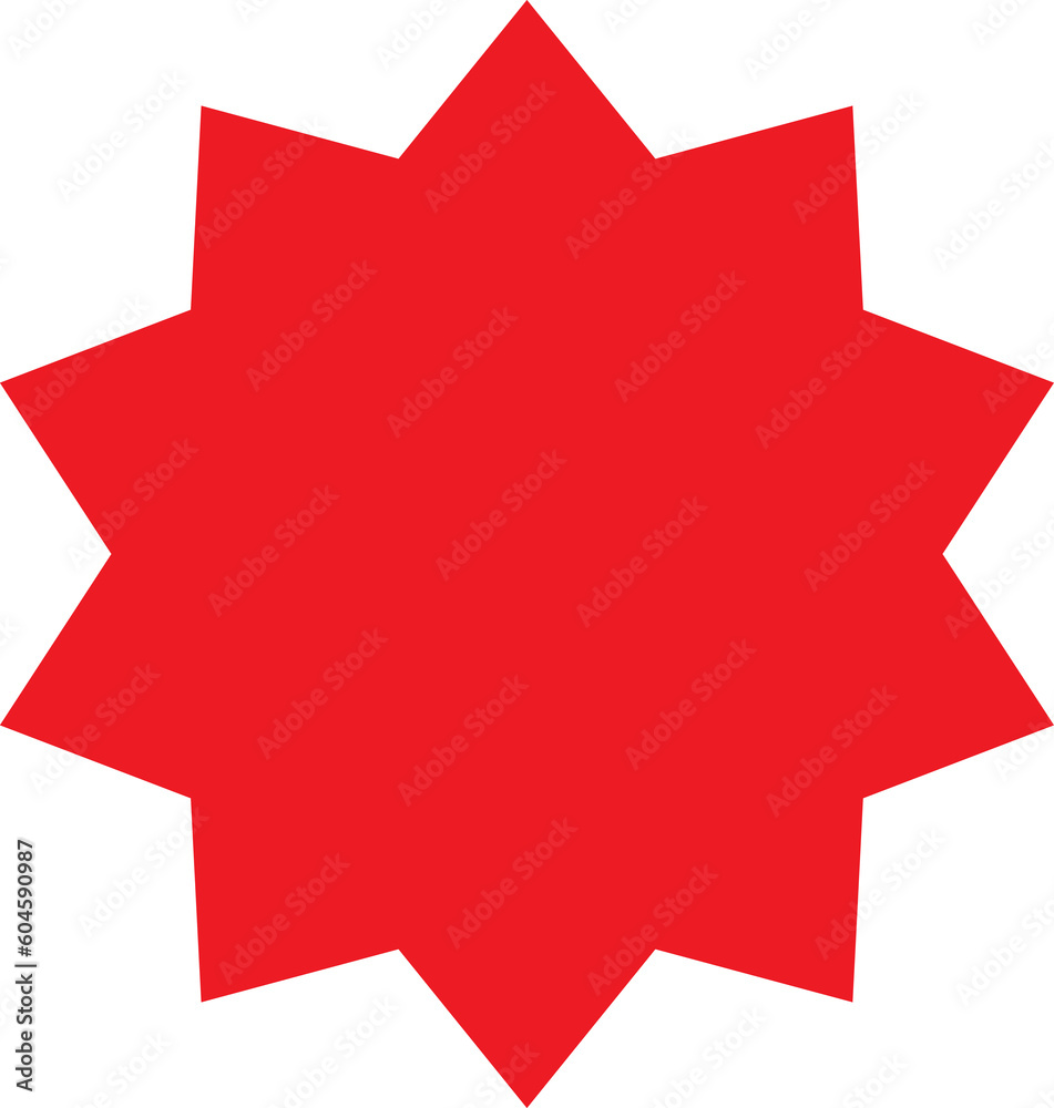 Red star sale price and discount tag, blank round label sticker, circle ...