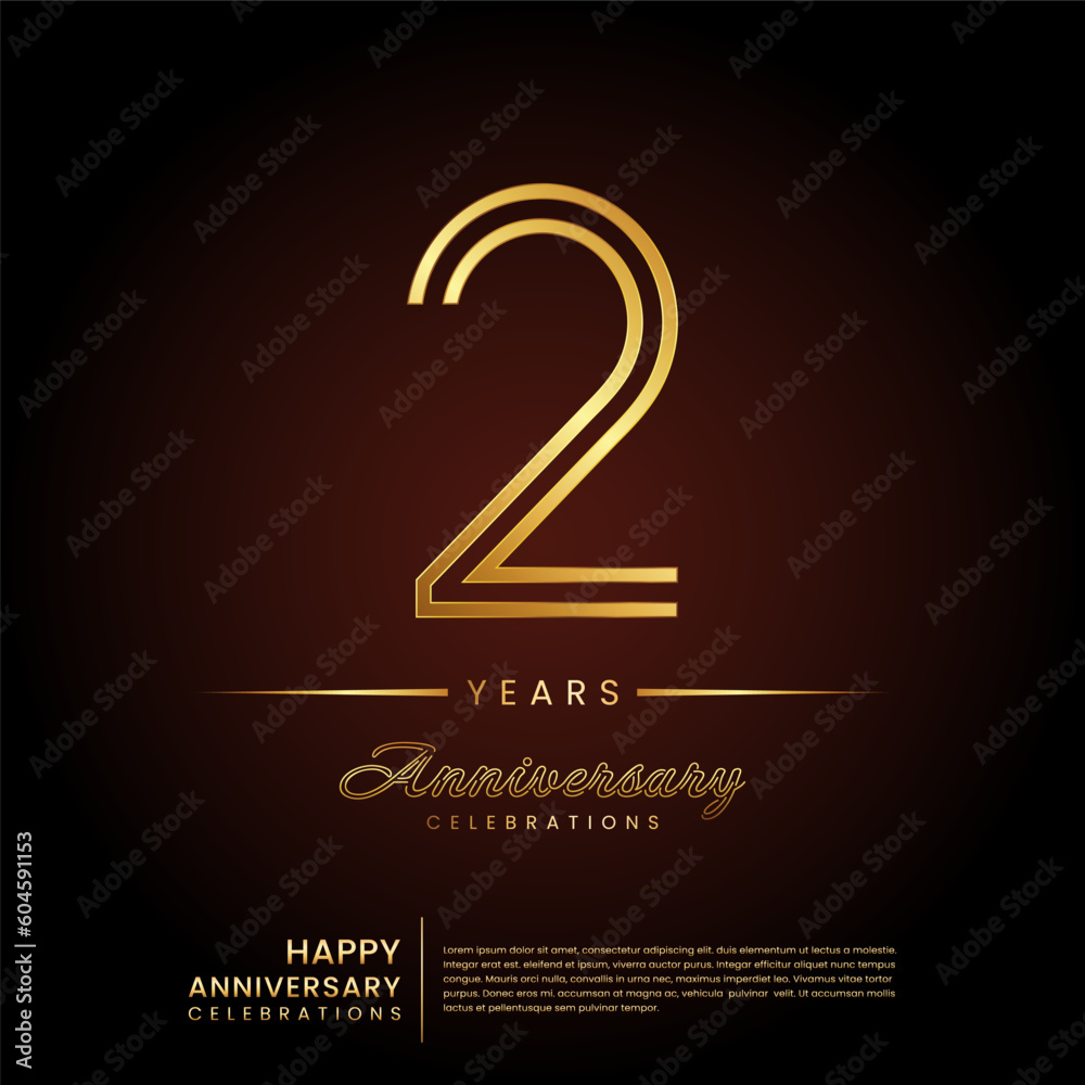 2 years anniversary, anniversary template design with double line ...