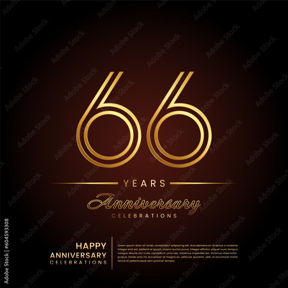 66 years anniversary, anniversary template design with double line ...