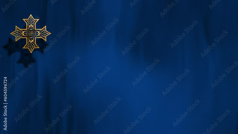 Liturgic blue white velvet, golden Christian Coptic Orthodox Cross. 3D ...
