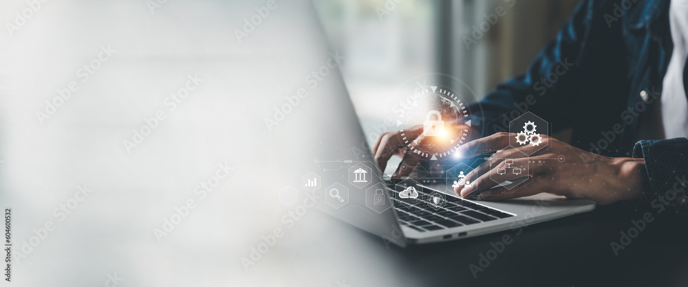 Foto de Cyber security protection , security login with key , user privacy security , encryption ...