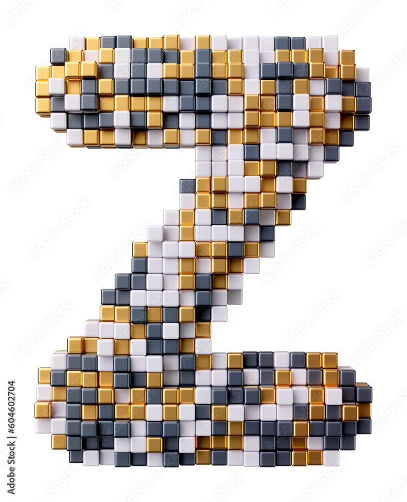 Letter Z of alphabet digital pixel font isolated on transparent ...