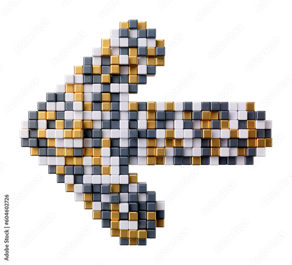 Symbol Arrow Left of alphabet digital pixel font isolated on ...