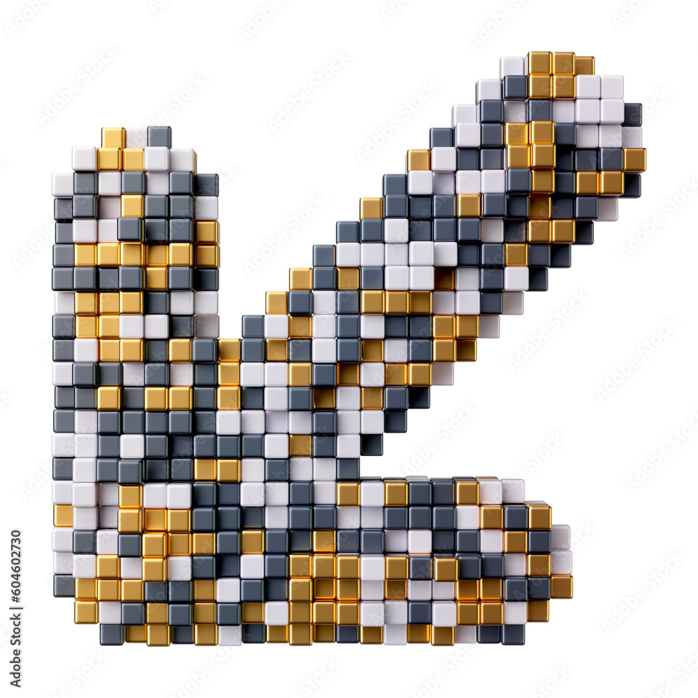 Symbol Arrow Left Bottom of alphabet digital pixel font isolated on ...