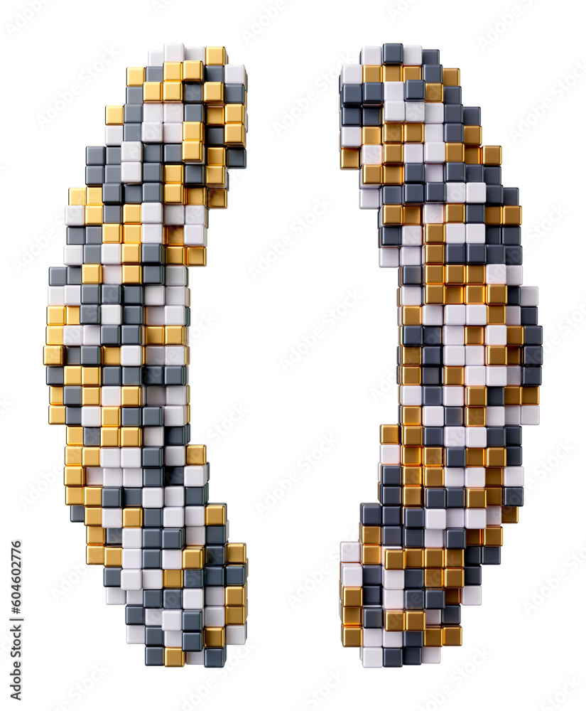 Symbols Left and Right Parenthesis of alphabet digital pixel font ...