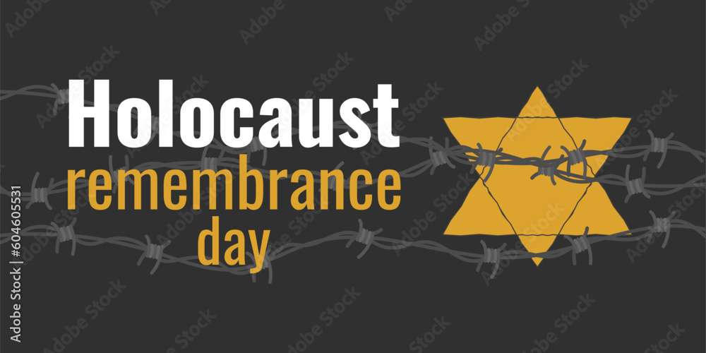 Vetor de Memorial Day of the Genocide Jewish People. A star behind a ...