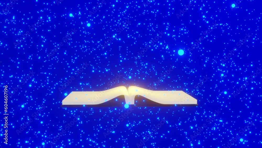 Colorful open book page flipping animation. Spell book turning page and ...