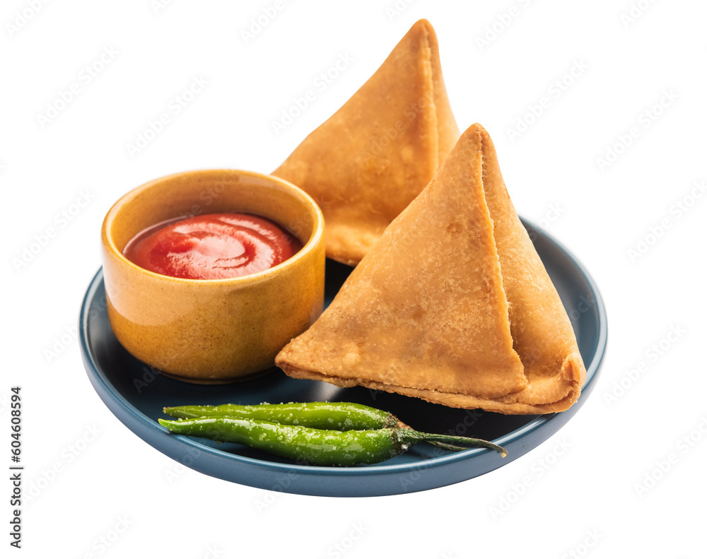 Punjabi Veg samosa snack png image_ Samusa png image_ Samusa with sauce ...