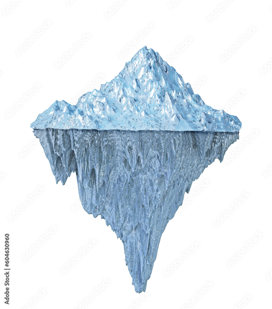 Poster Realistic 3D illustration of an iceberg on transparent ...