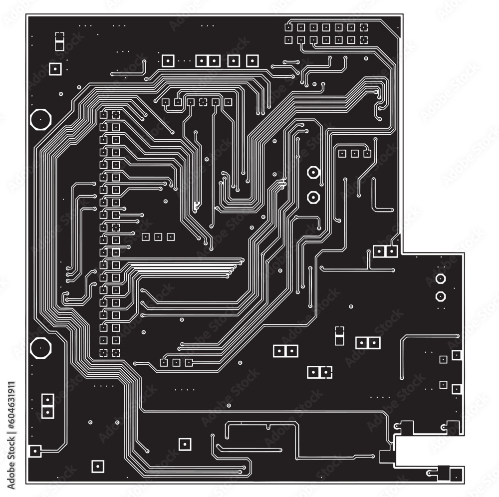 Vector printed circuit board of an electronic device with components of ...