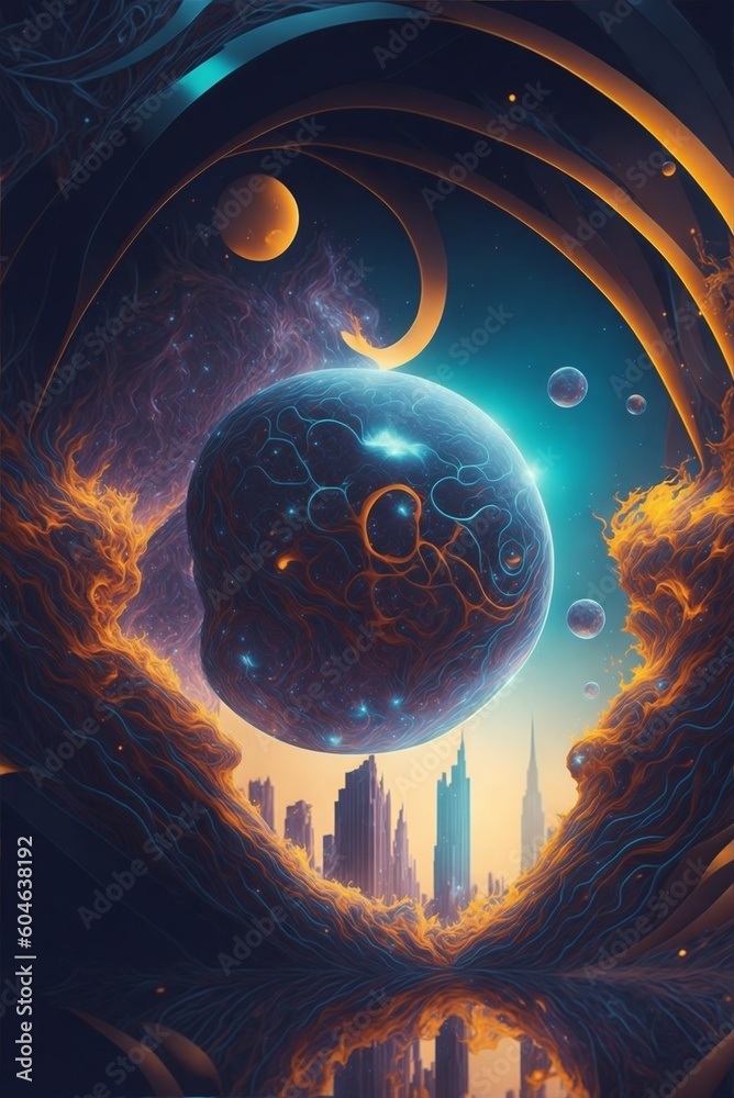 Concept of infinite possibilities and parallel universes. Fractal ...