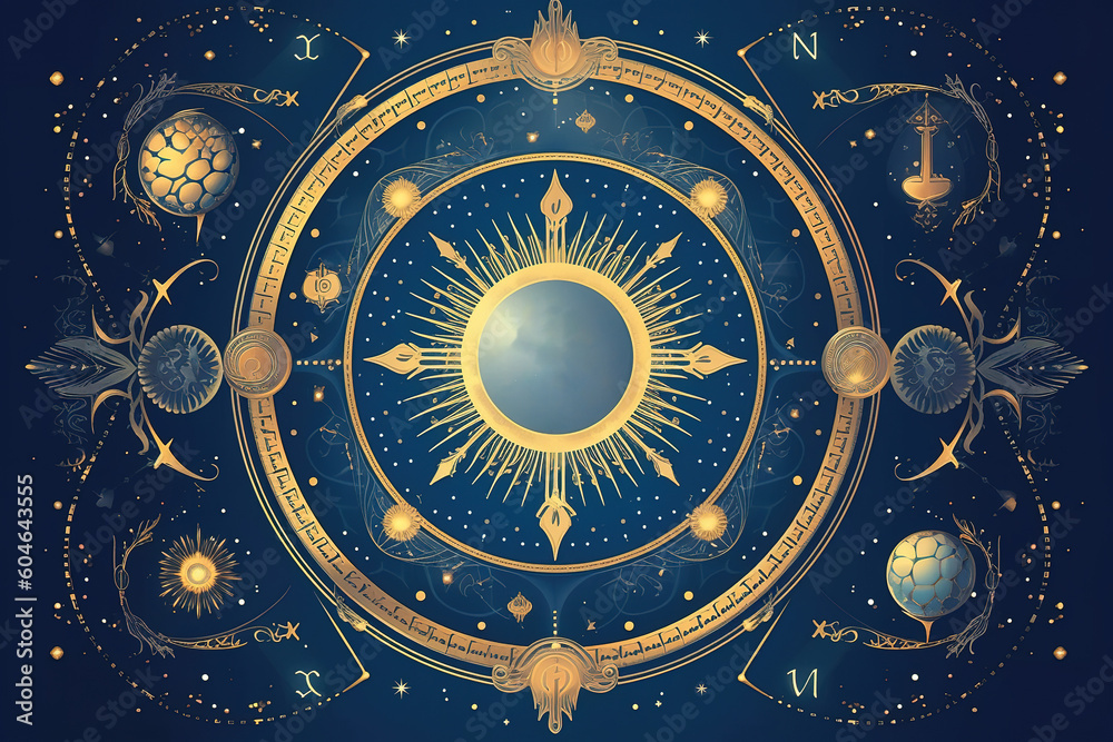 magic banner for astrology, magic divination, cosmic device, crescent ...