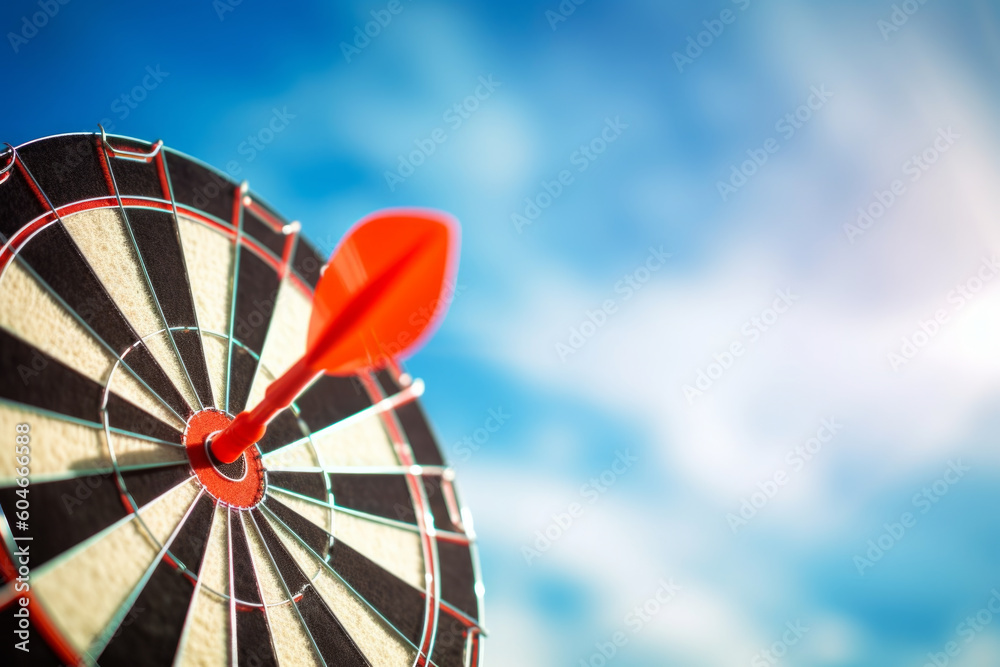 Success and achievement concept. Sharp and focused image of darts ...