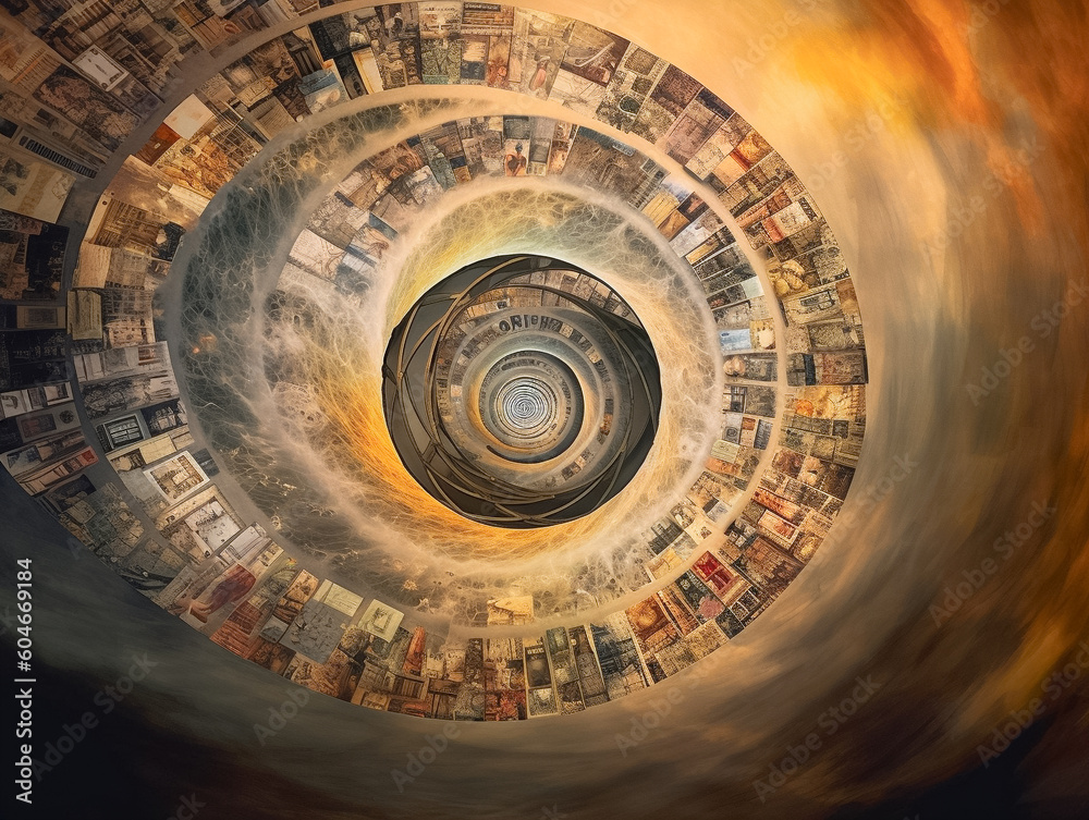 A time spiral depicting various periods in human history, ai generative ...